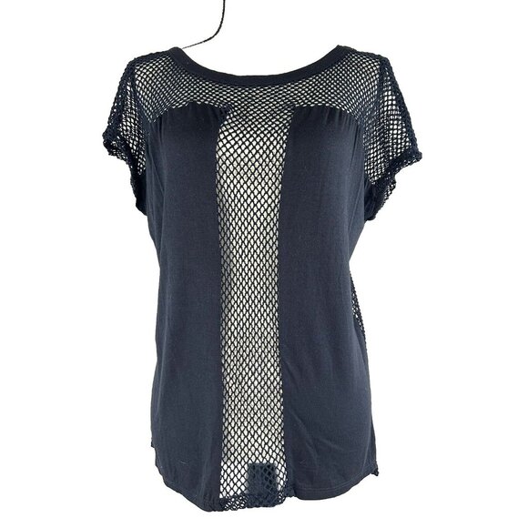 Double Zero | Tops | Double Zero Top Black Open Weave Crochet Net Sheer ...